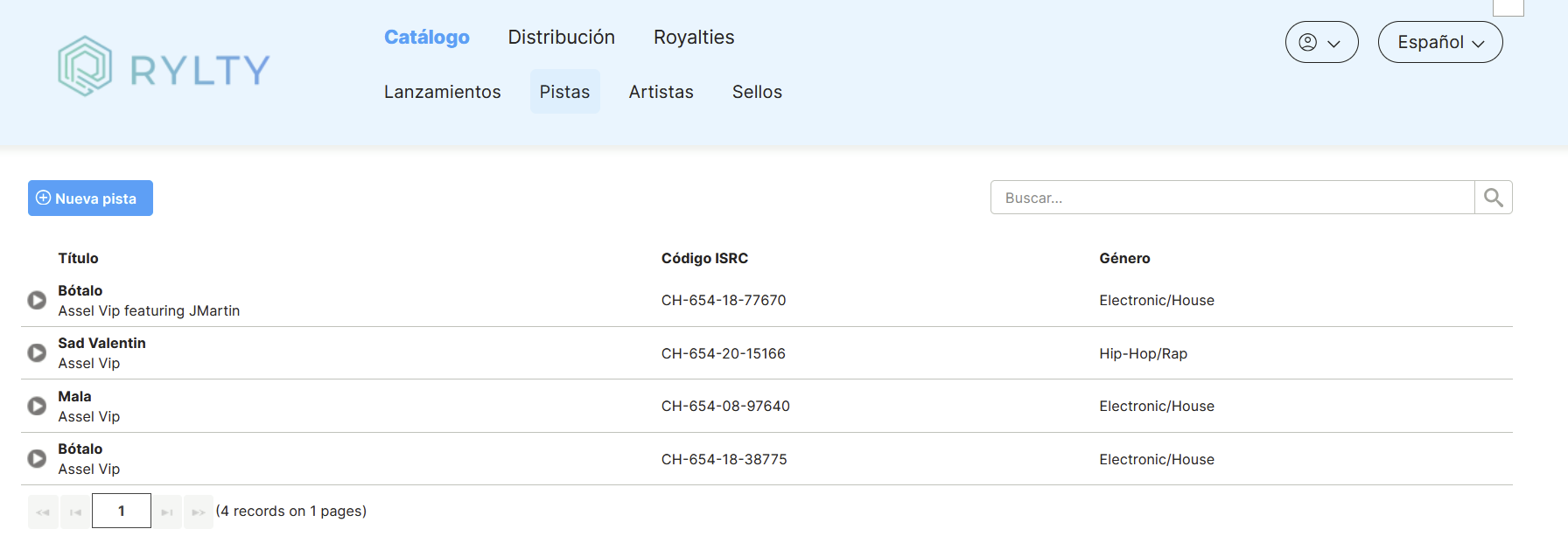 Catálogo > Pistas – RYLTY